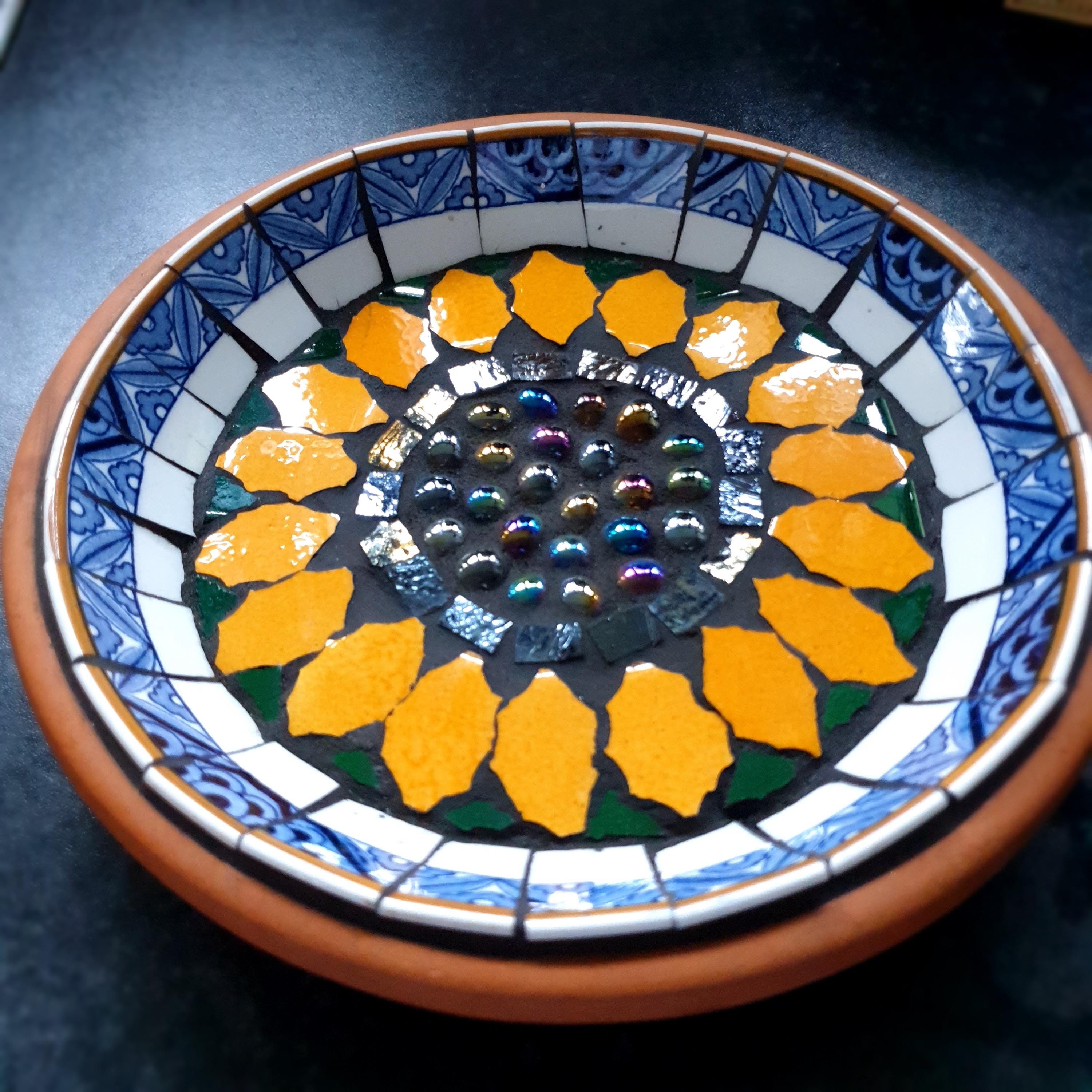 Sunflower Bird Bath. Made From Vintage Ceramics Saved From Landfill ...