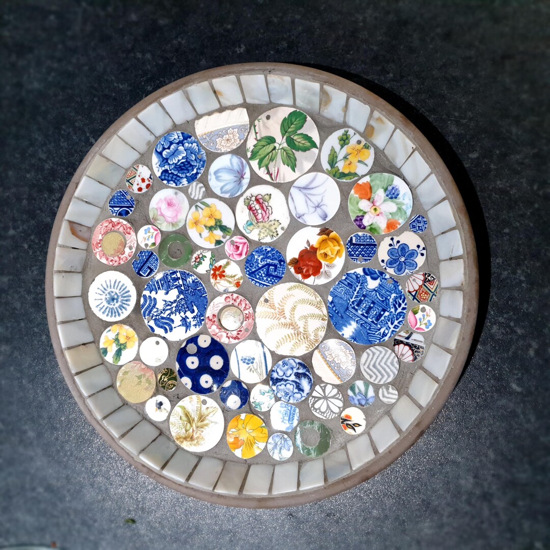 Mosaic Birdbath. Made From Vintage Ceramics Saved From Landfill With a ...