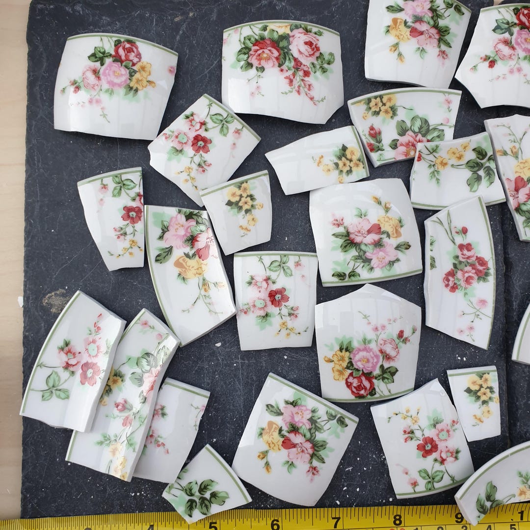 Floral China Tesserae: Mixed Color Mosaic Tiles for Art Projects - Etsy