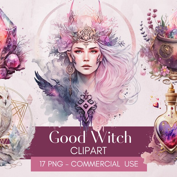 Pink Witch Clipart - Etsy