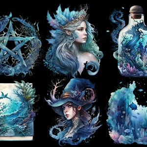 Sea Witch Clipart Png Underwater Fantasy Mystical Ocean - Etsy