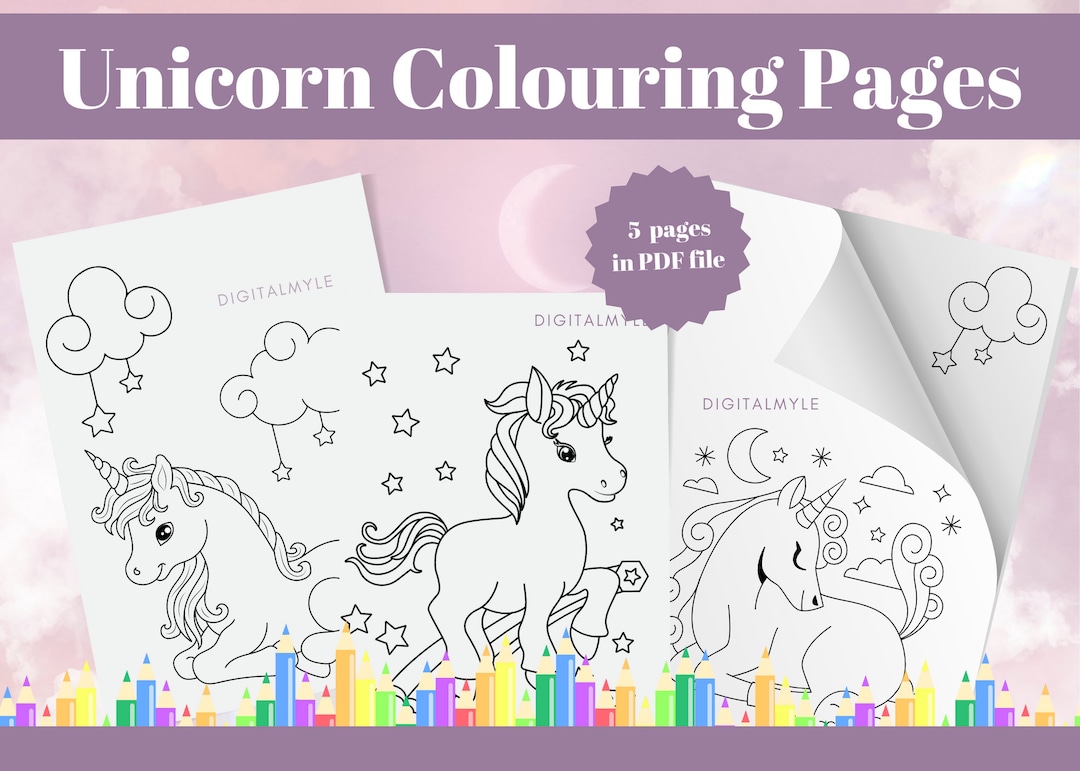 Unicorn Coloring Pages | Pdf Coloring Book | Kids Book - Etsy