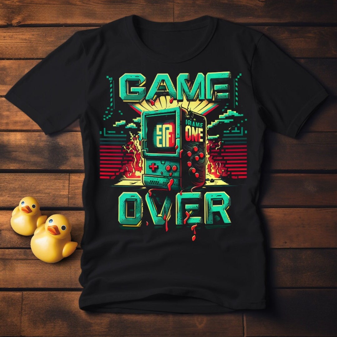 Game Over T Shirt Vintage Graphic Tee Gamer T-shirt Retro Old School ...