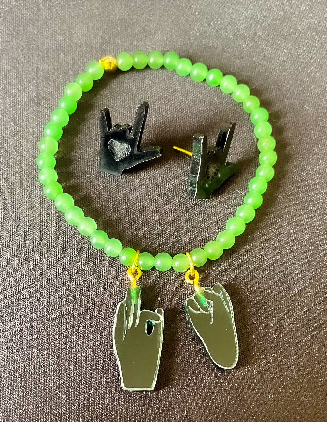 Danish Sign Language DTS Hand Alphabet on Stone Bracelet - Etsy