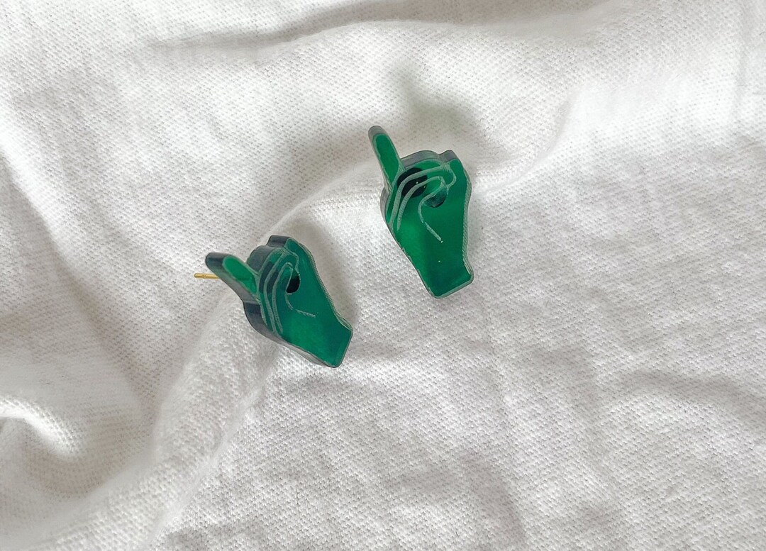 Danish Sign Language DTS Hand Alphabet Earring Gold Plugs - Etsy