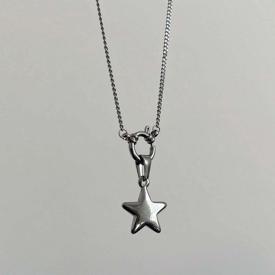 Stainless Steel Star Charm Necklace: Y2K Cyber Grunge Choker O Ring ...