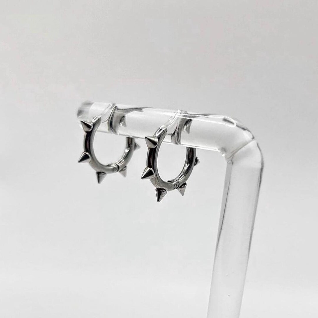 Unique Hoop Earrings With Spikes • Stainless Steel Gothic Y2K Indie ...