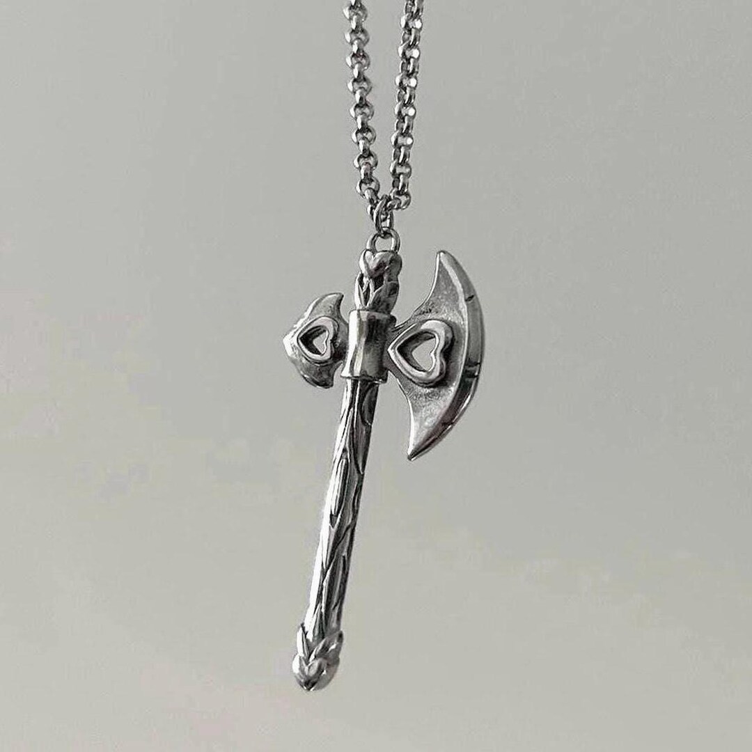 Stainless Steel 3D Axe Pendant With Hearts: Gothic Punk Y2K Necklace - Etsy