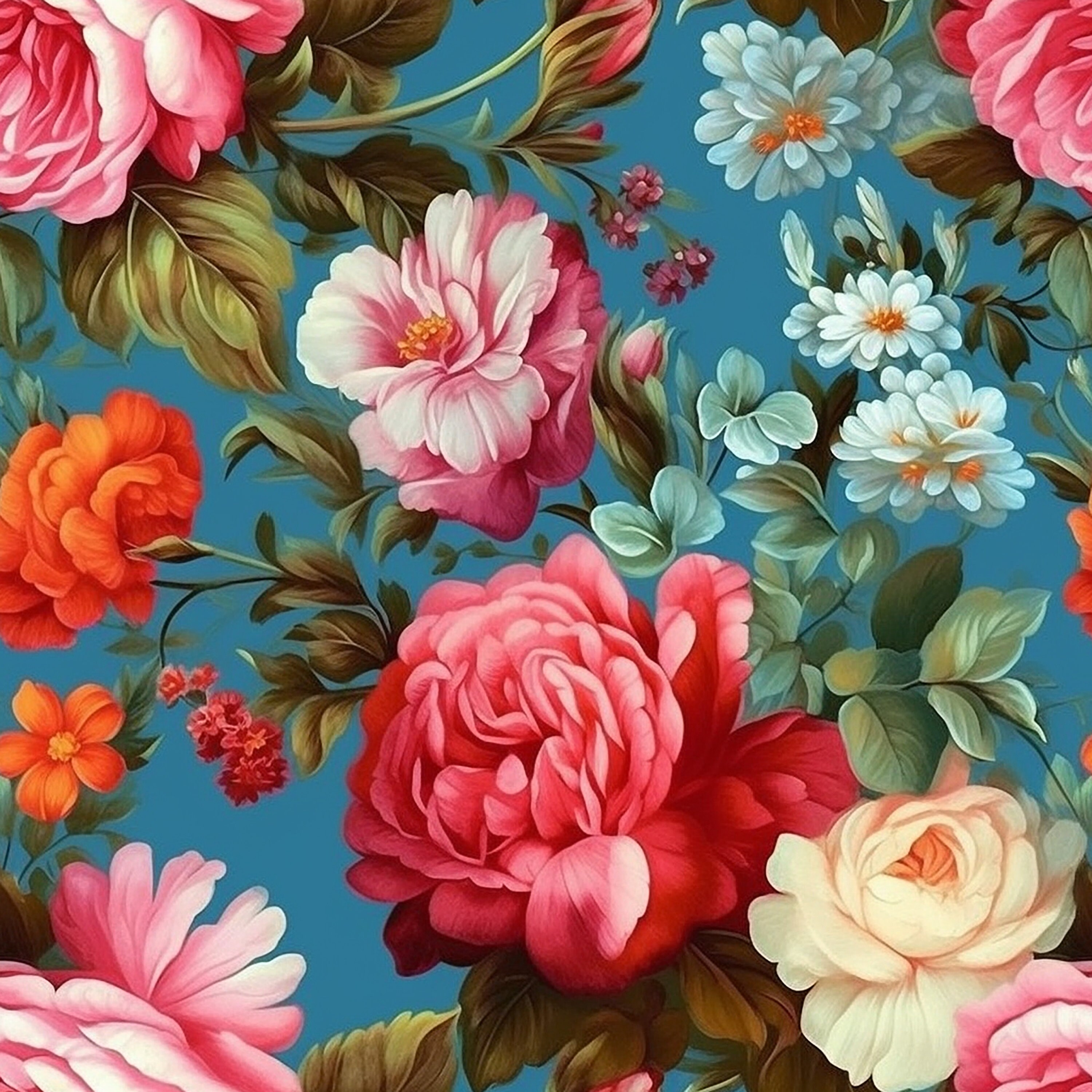 Roses Floral Digital Paper Clipart Bundle Seamless Printable Paper ...