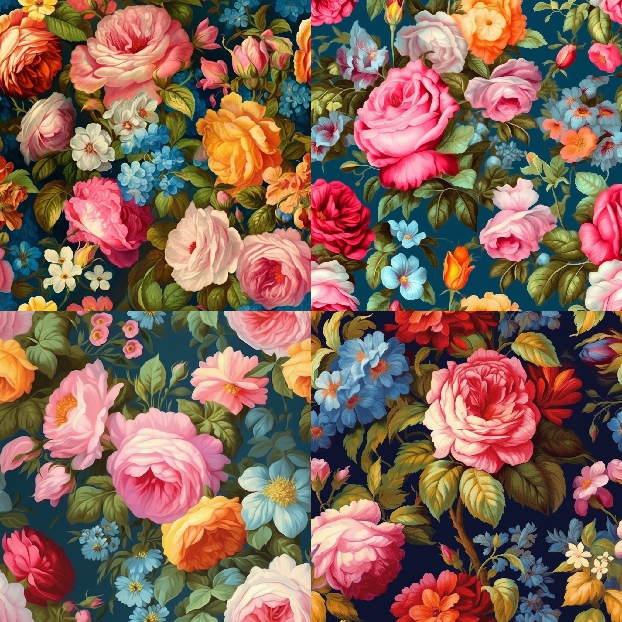 Roses Floral Digital Paper Clipart Bundle Seamless Printable Paper ...