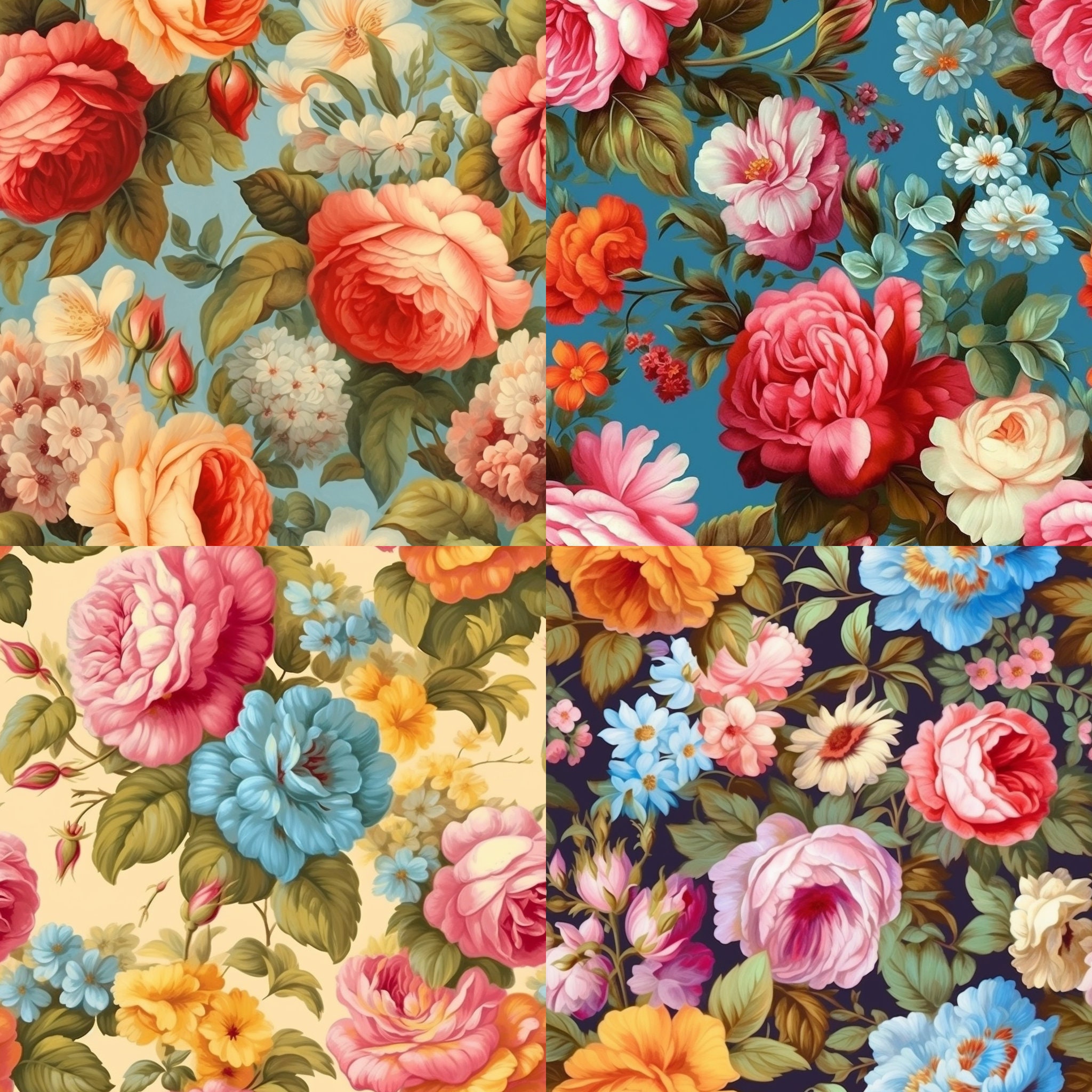 Roses Floral Digital Paper Clipart Bundle Seamless Printable Paper ...