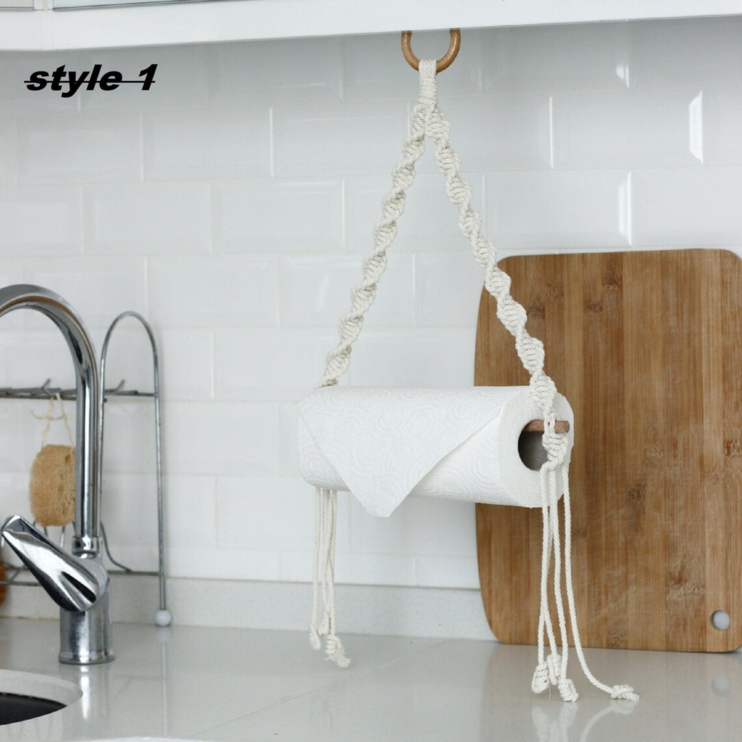 Macrame Paper Towel Holder Kitchen Towel Hanging Holder Tissue Roll ...