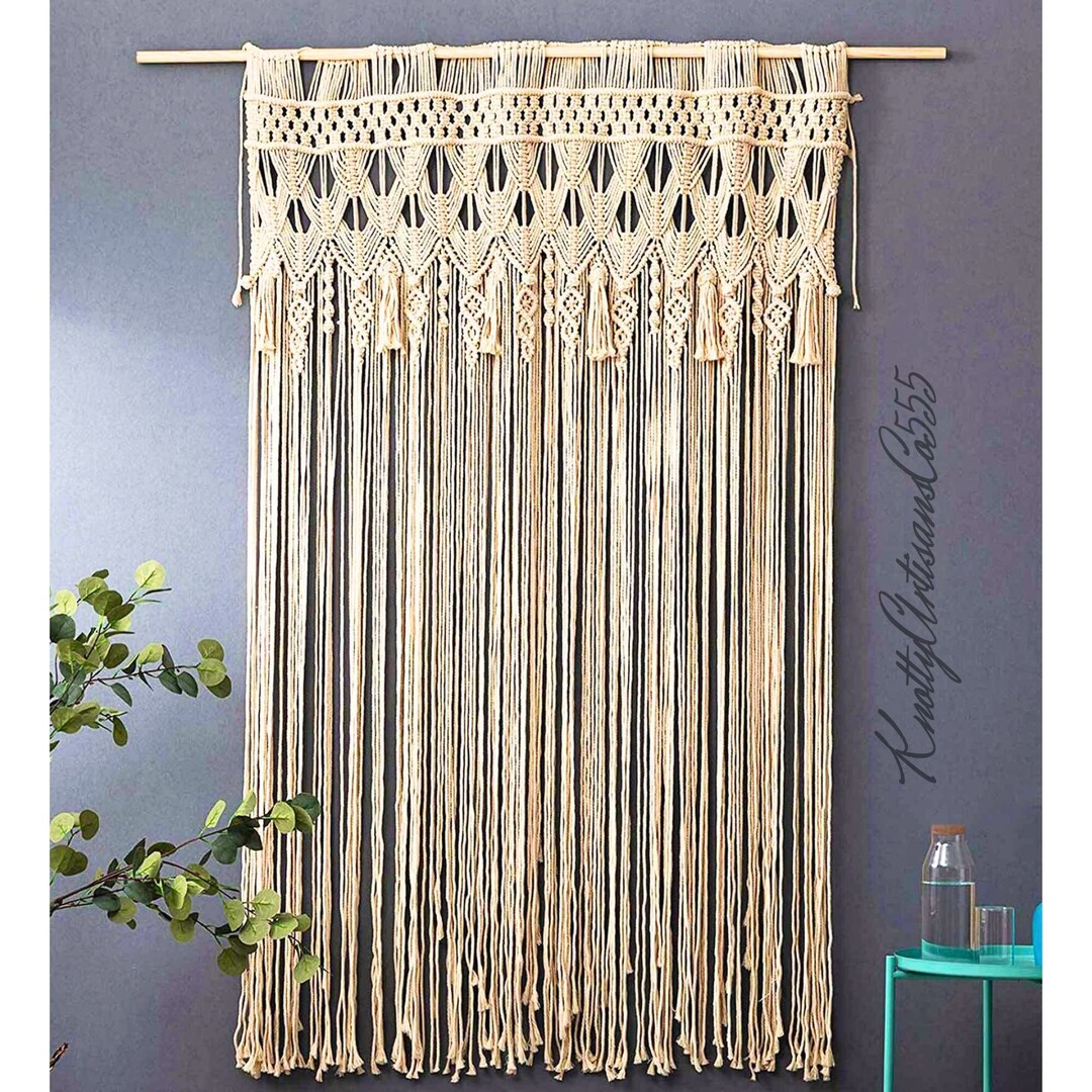 Macrame Bohemian Curtains, Door Window Custom Size Curtains, Curtain ...