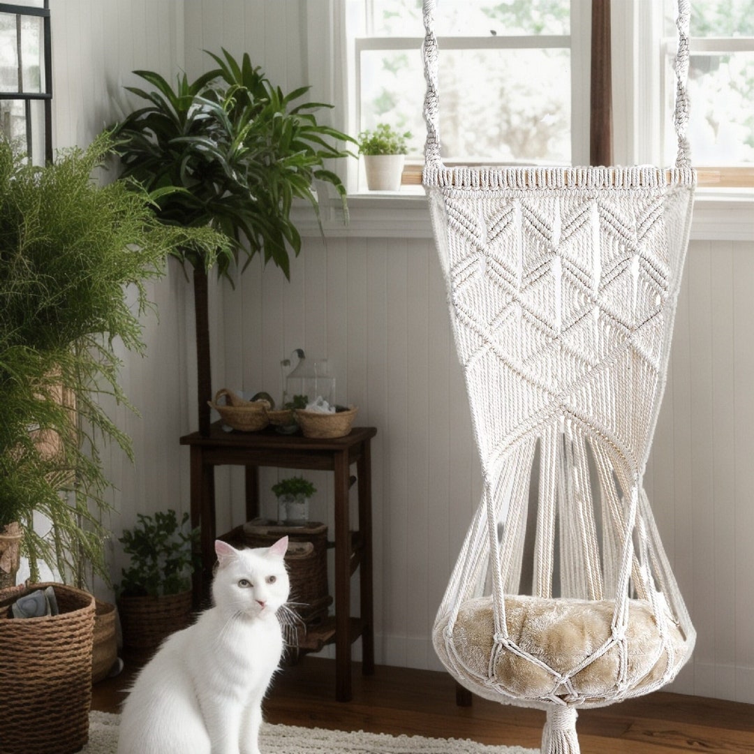 Boho Cat Bed, Macrame Cat Hammock, Macramé Cat Swing, Gift for Cat ...