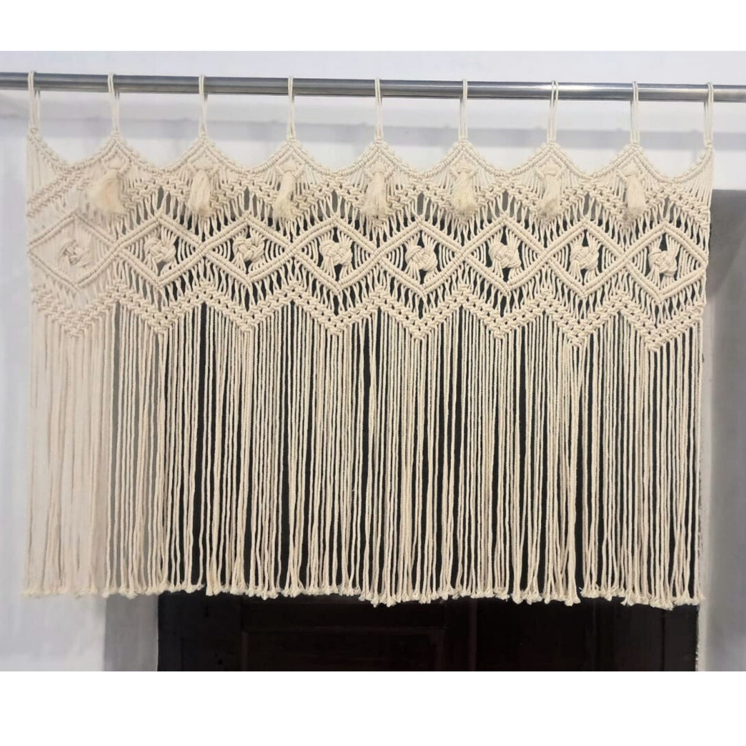 Macrame Bohemian Valance, Boho Curtains, Window Custom Size Valance ...
