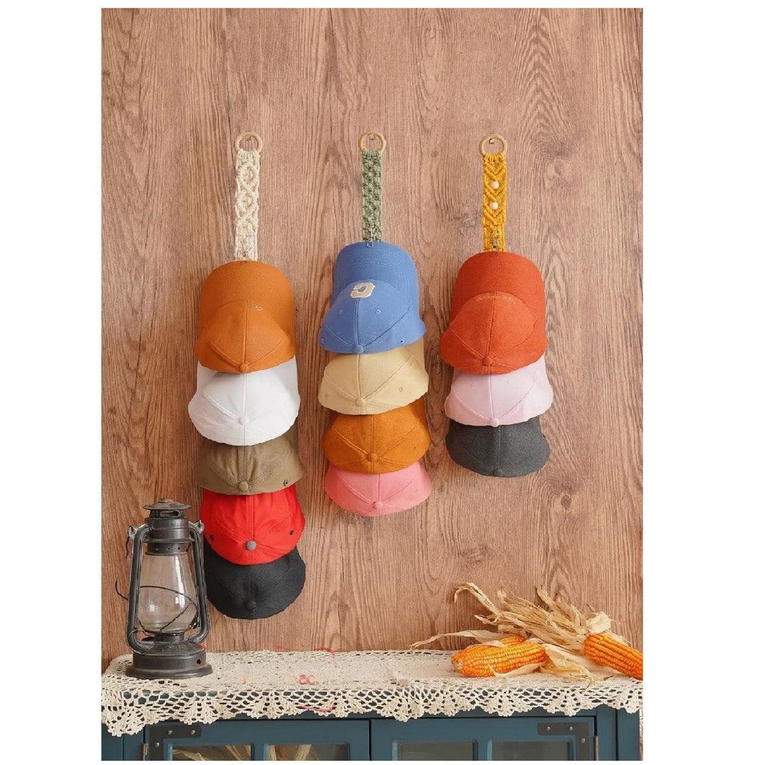 50% off Macrame Cap Rack Wall Cap Holder Boho Organization - Etsy