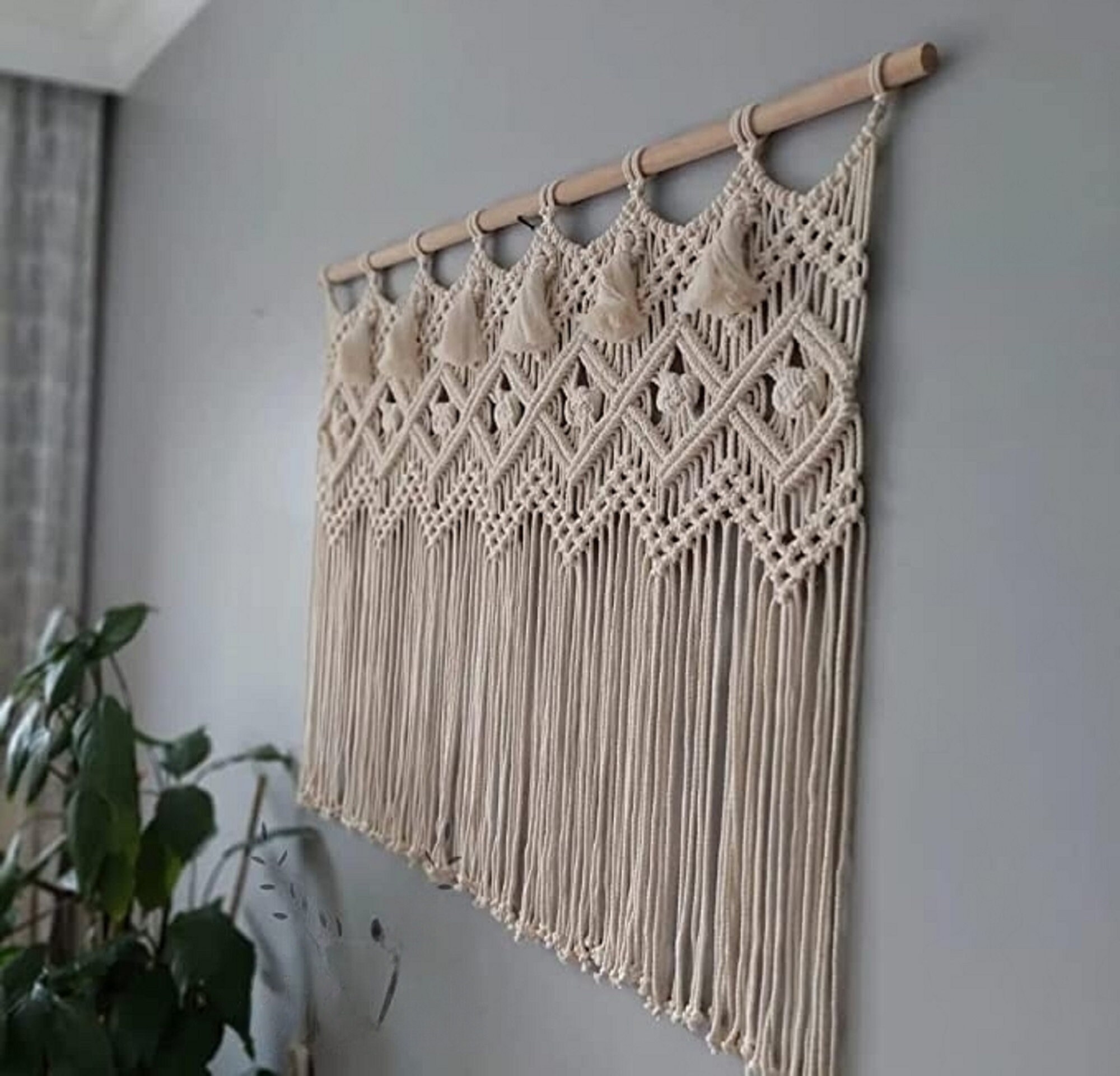 Macrame Headboard, Macrame Wall Hanging, Macrame Window Valance ...