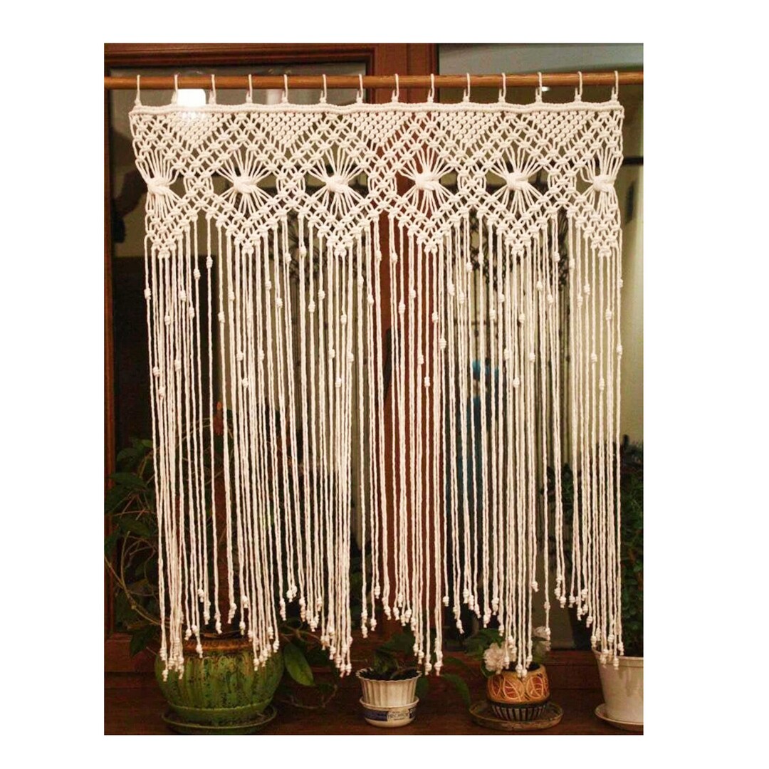 Macrame Window Curtains, Macrame Headboard, Macrame Valance, Macrame ...