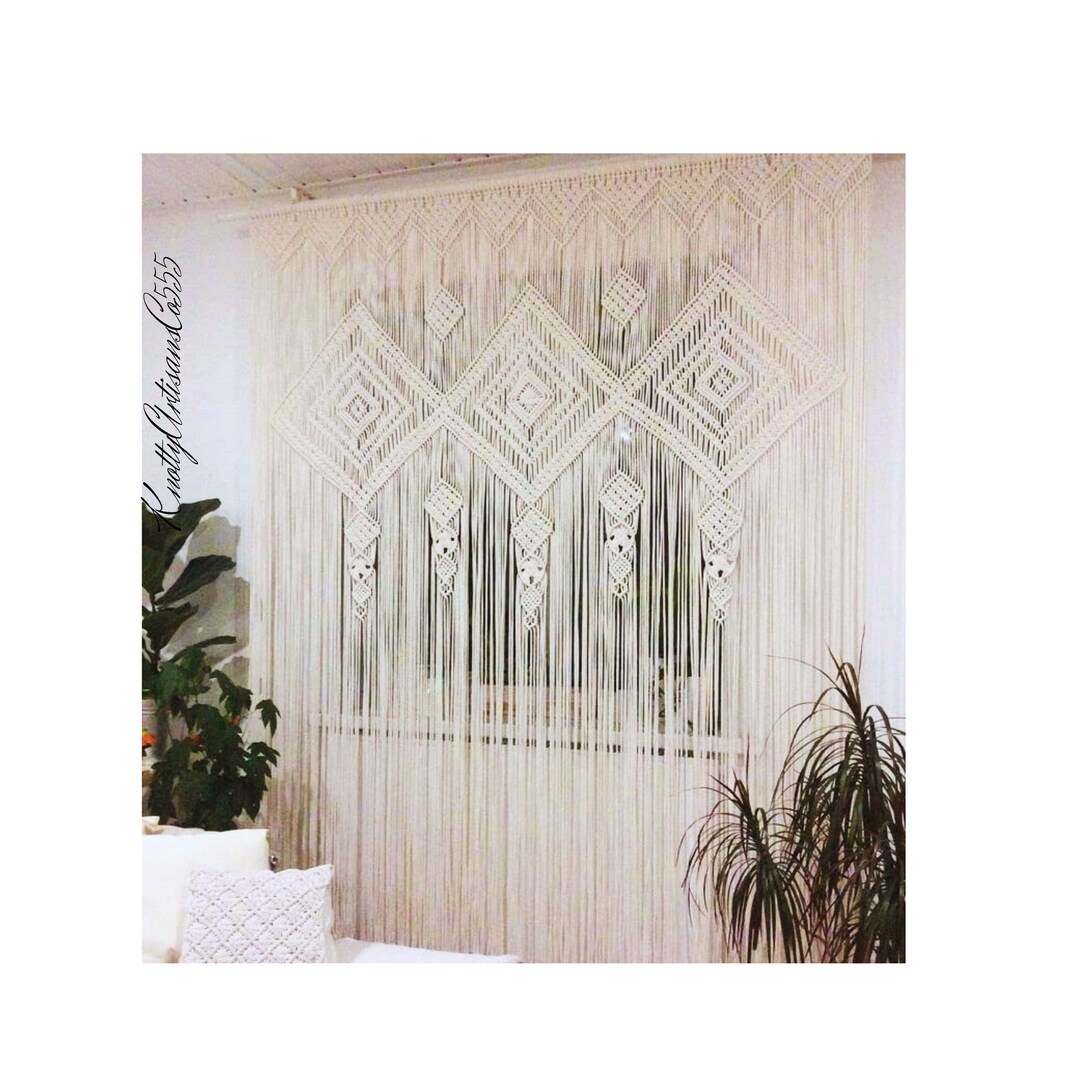 Macrame Curtains Boho Headboard Door Window Custom Size Curtain Boho ...