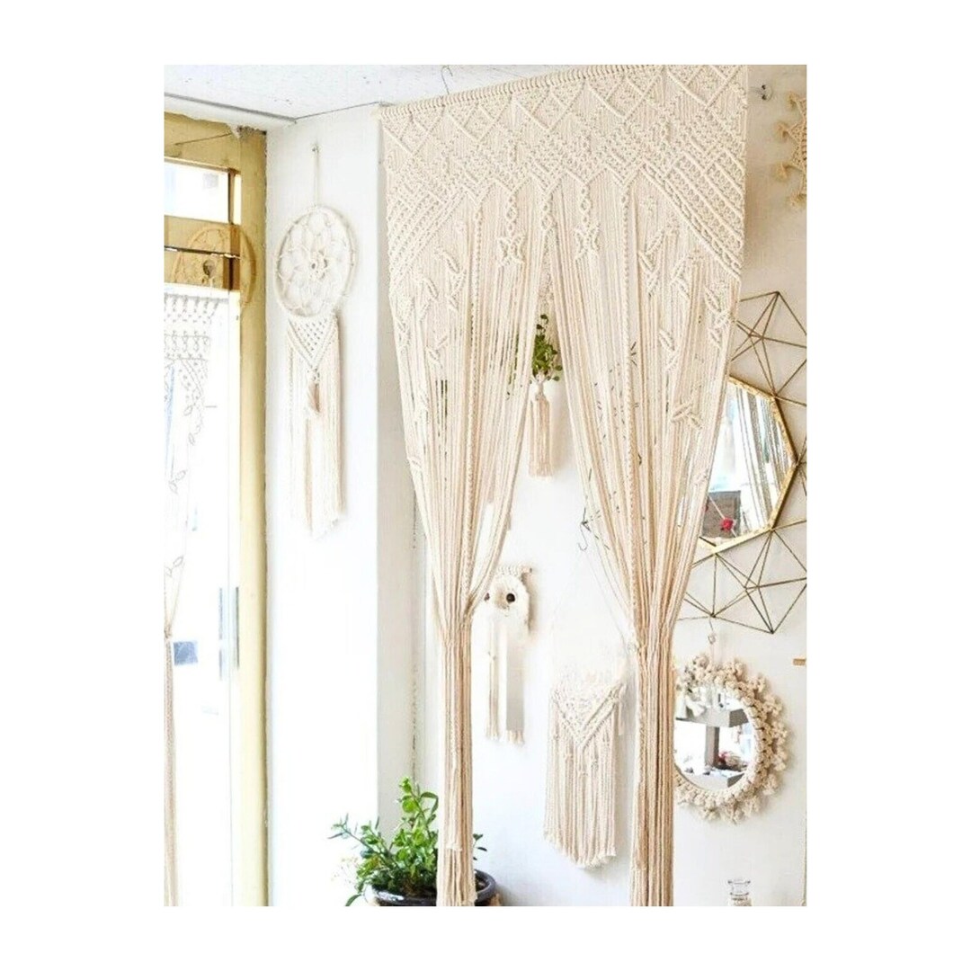 Macrame Bohemian Curtains, Curtain Drapes, Window Custom Size Curtain ...