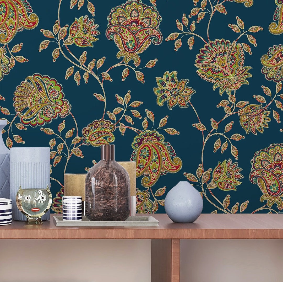Removable Wallpaper Jacobean Wallpaper Peel and Stick - Etsy