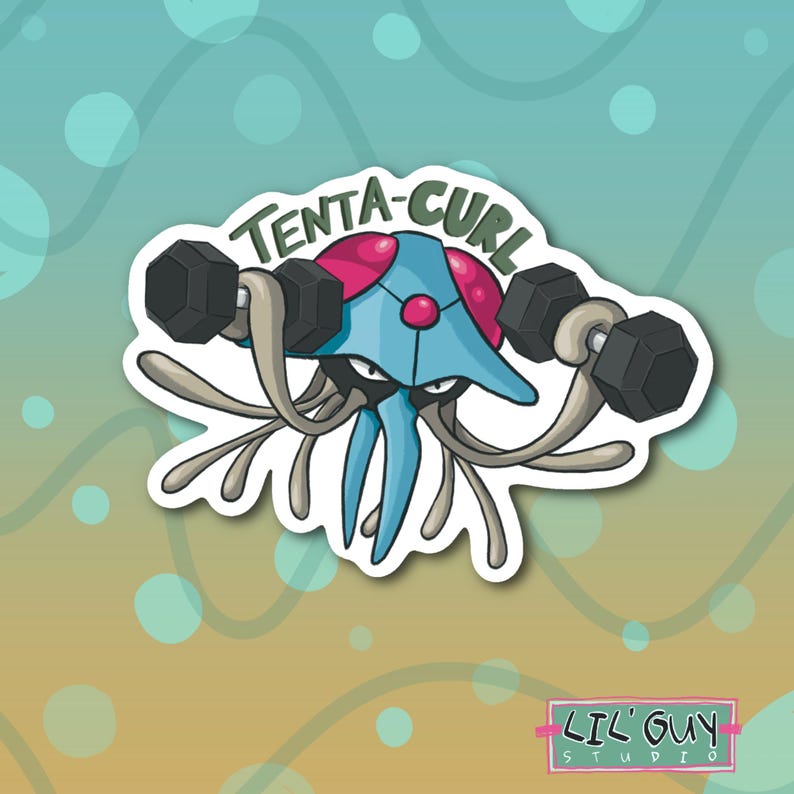 Tentacurl - Pokemon Gym Sticker - Tentacruel - Etsy