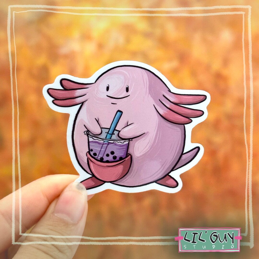 Heal Me With Boba Tea - Cute Pink Pouch Creature Sticker - Etsy