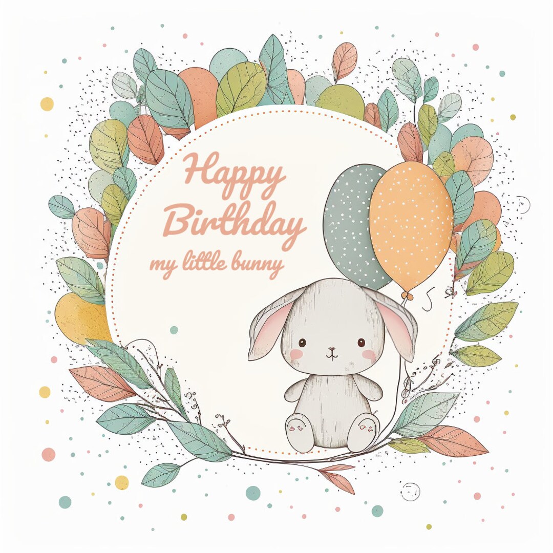 Cute Bunny Birthday Card - Etsy