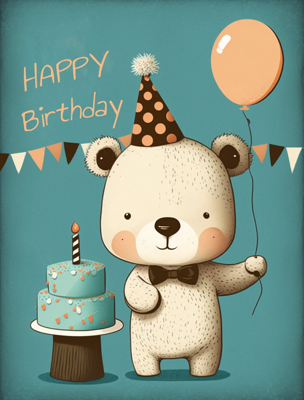 Cute Bear Birthday Card - Etsy