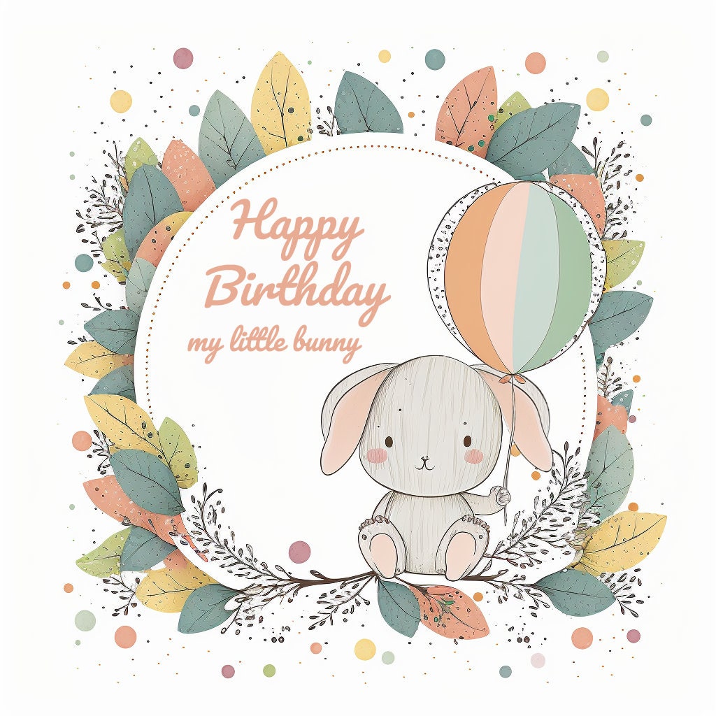 Cute Bunny Birthday Card - Etsy