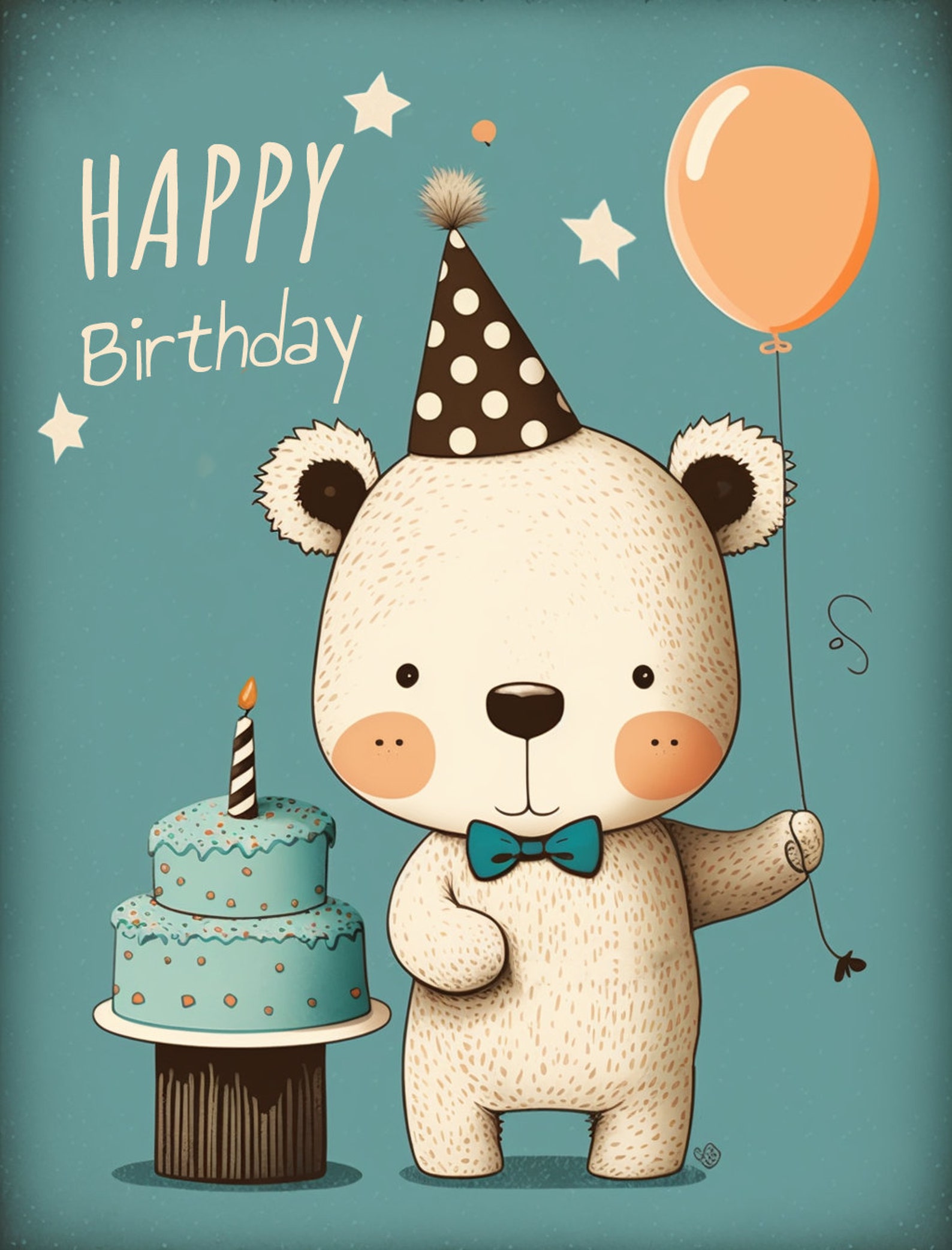 Cute Bear Birthday Card - Etsy