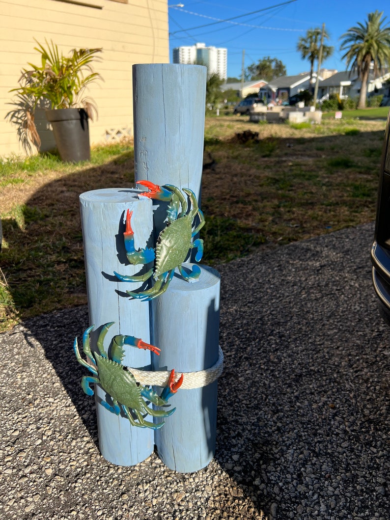 Solar Light Posts, Crabs, Beach, Ocean, Outdoor Decor, Nautical, Blue ...