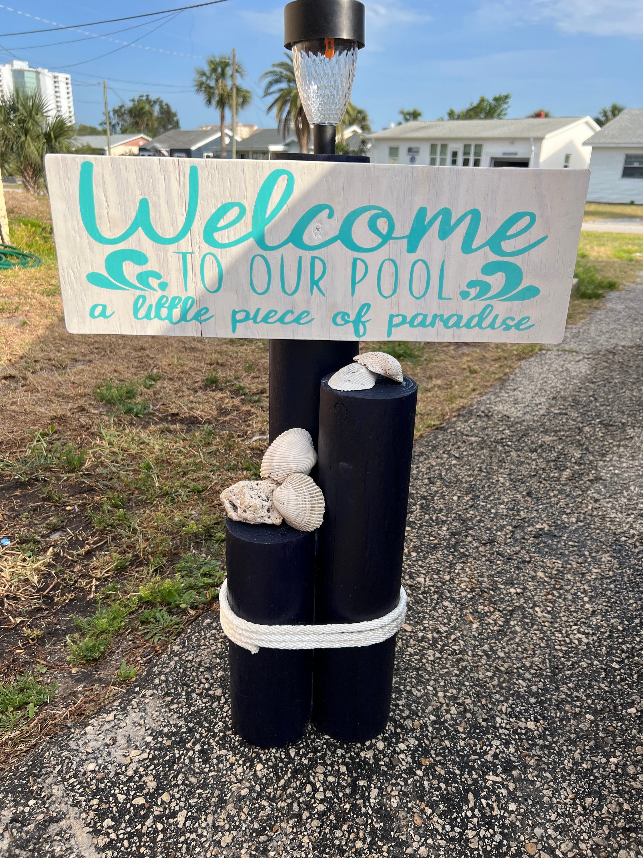 Solar Light Post, Swimming Pool, Welcome Sign, Paradise, Nautical ...