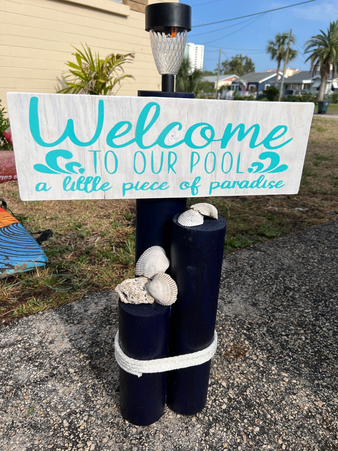 Solar Light Post, Swimming Pool, Welcome Sign, Paradise, Nautical ...