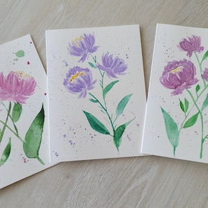Set of 3 Blank Note Cards | Hand Painted Original Watercolor Greeting ...