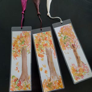 Fall Trees Bookmark Buy 1 or Set of 3 Falling Leaves Book Gift Hand ...
