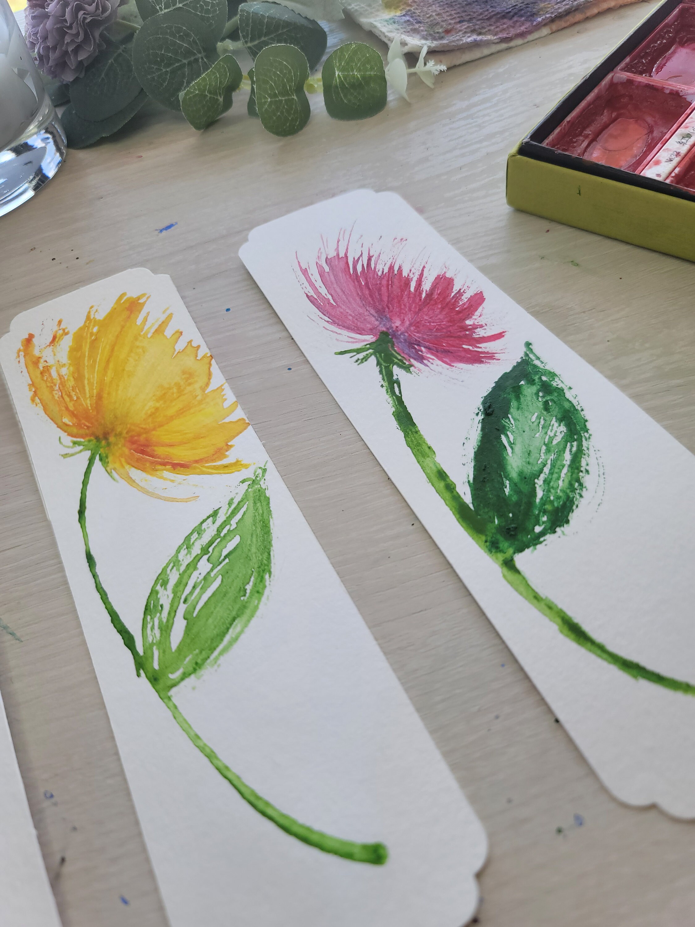 Hand Painted Original Watercolor Bookmark Set of 3 | Red, Yellow, and ...