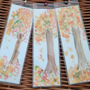 Fall Trees Bookmark Buy 1 or Set of 3 Falling Leaves Book Gift Hand ...