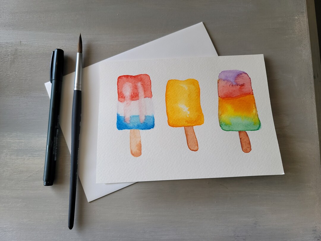 Hand Painted Original Watercolor Greeting Card | Summer | Popsicles ...