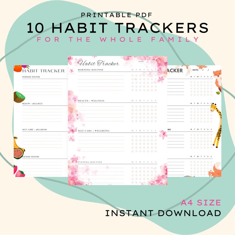Habit Tracker Printable /10 Daily Habit Tracker Templates /routine ...
