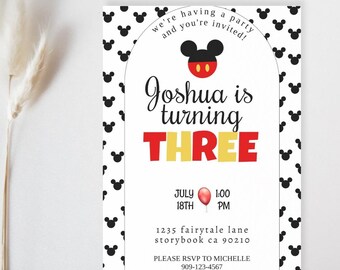 Mickey Mouse 3rd Birthday Invitation - Etsy