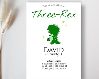 EDITABLE Three Rex Birthday Favor Tags Dinosaur Party Favors - Etsy