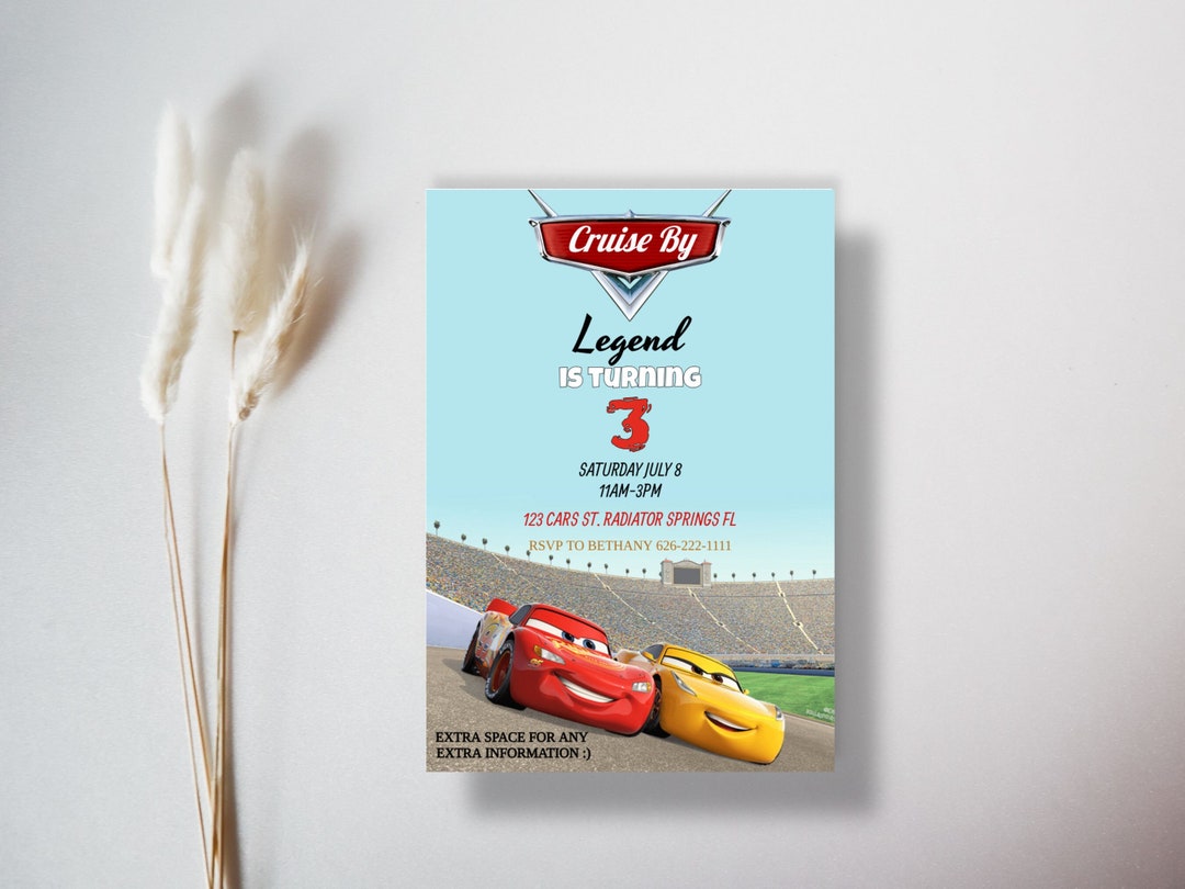 Cars Birthday Invitation, Downloadable Disney Cars Invitation, Digital ...