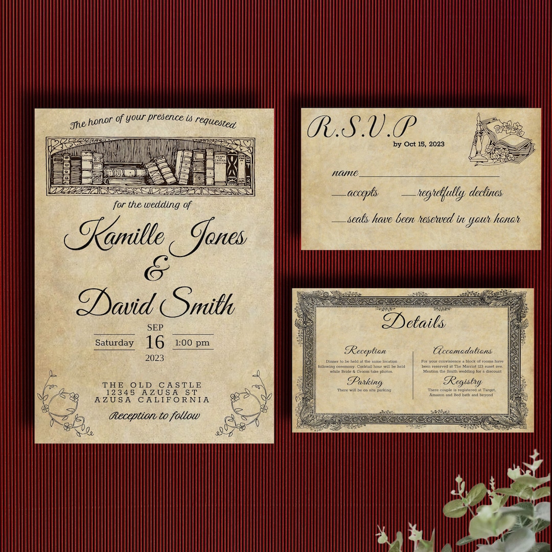 Book Themed Wedding Invitation, Editable Wedding Invitation ...