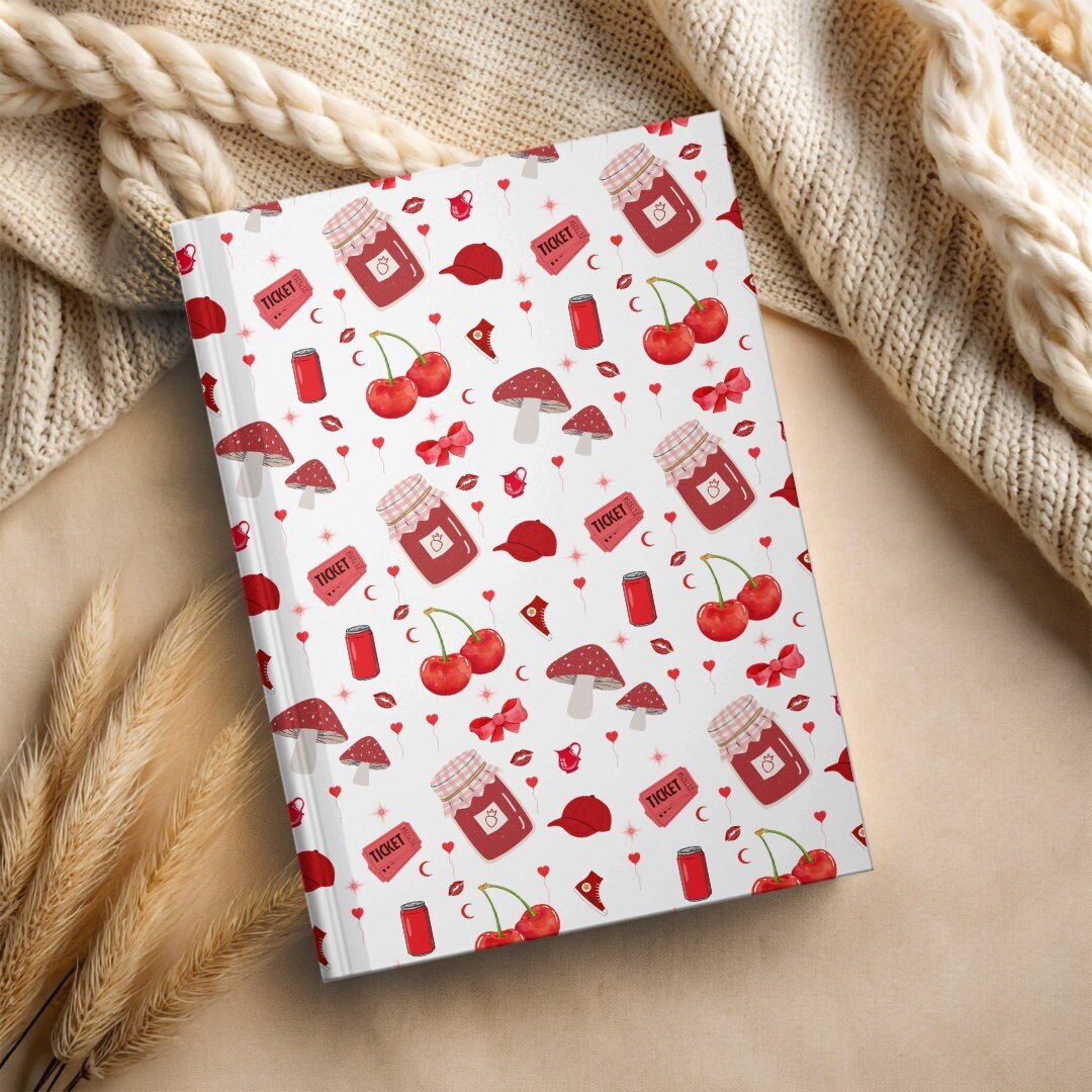 Coquette Hardcover Journal, Red Pattern Diary With Cherries, Bows ...
