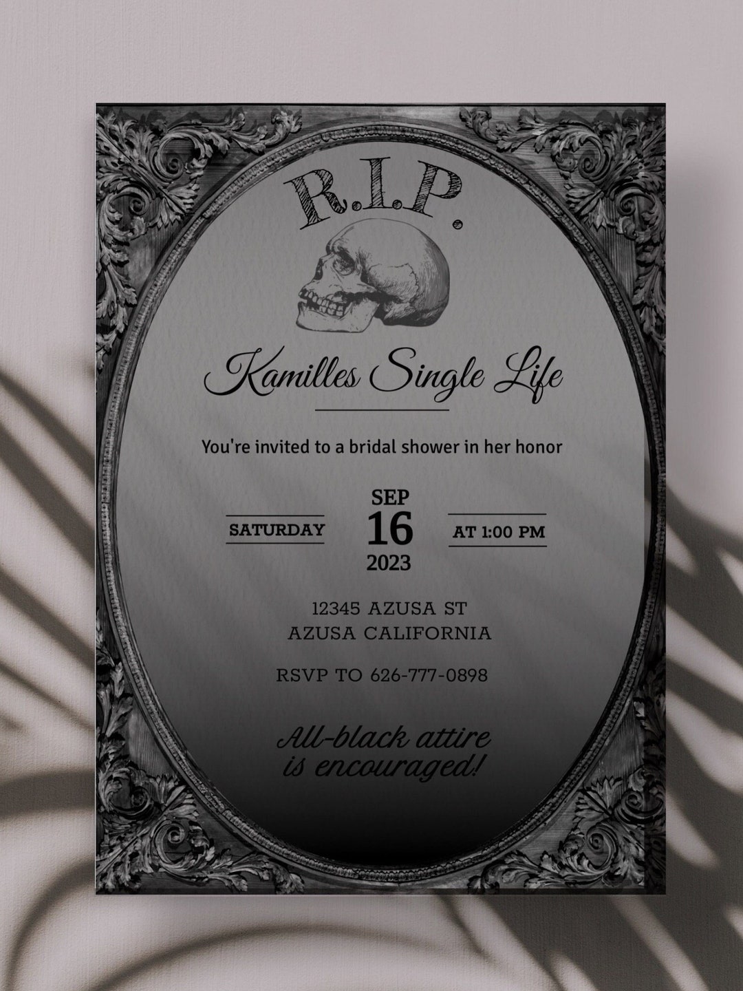 Rest in Peace Single Life Invitation RIP Single Life Bridal - Etsy