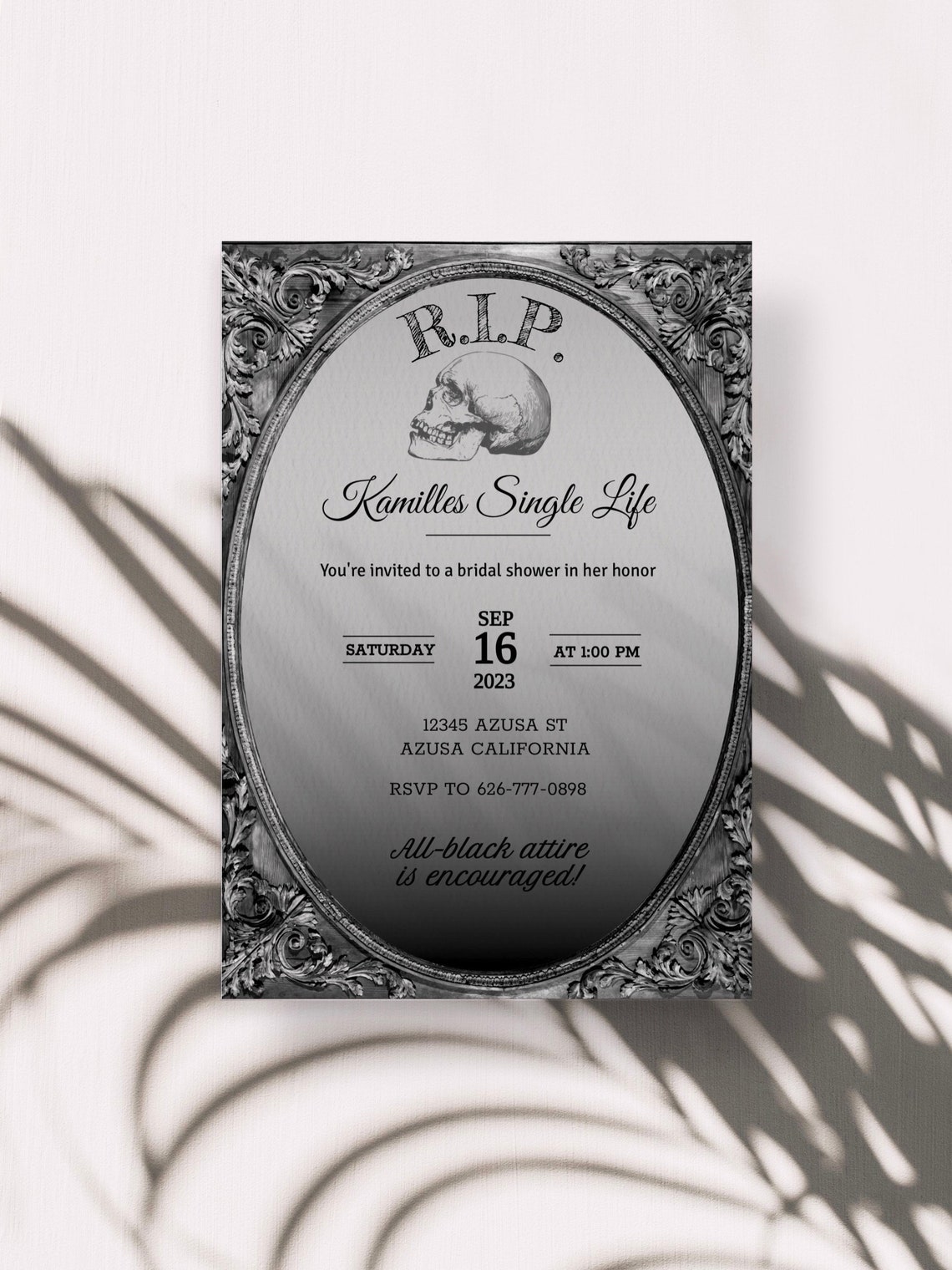 Rest in Peace Single Life Invitation, RIP Single Life Bridal Shower ...