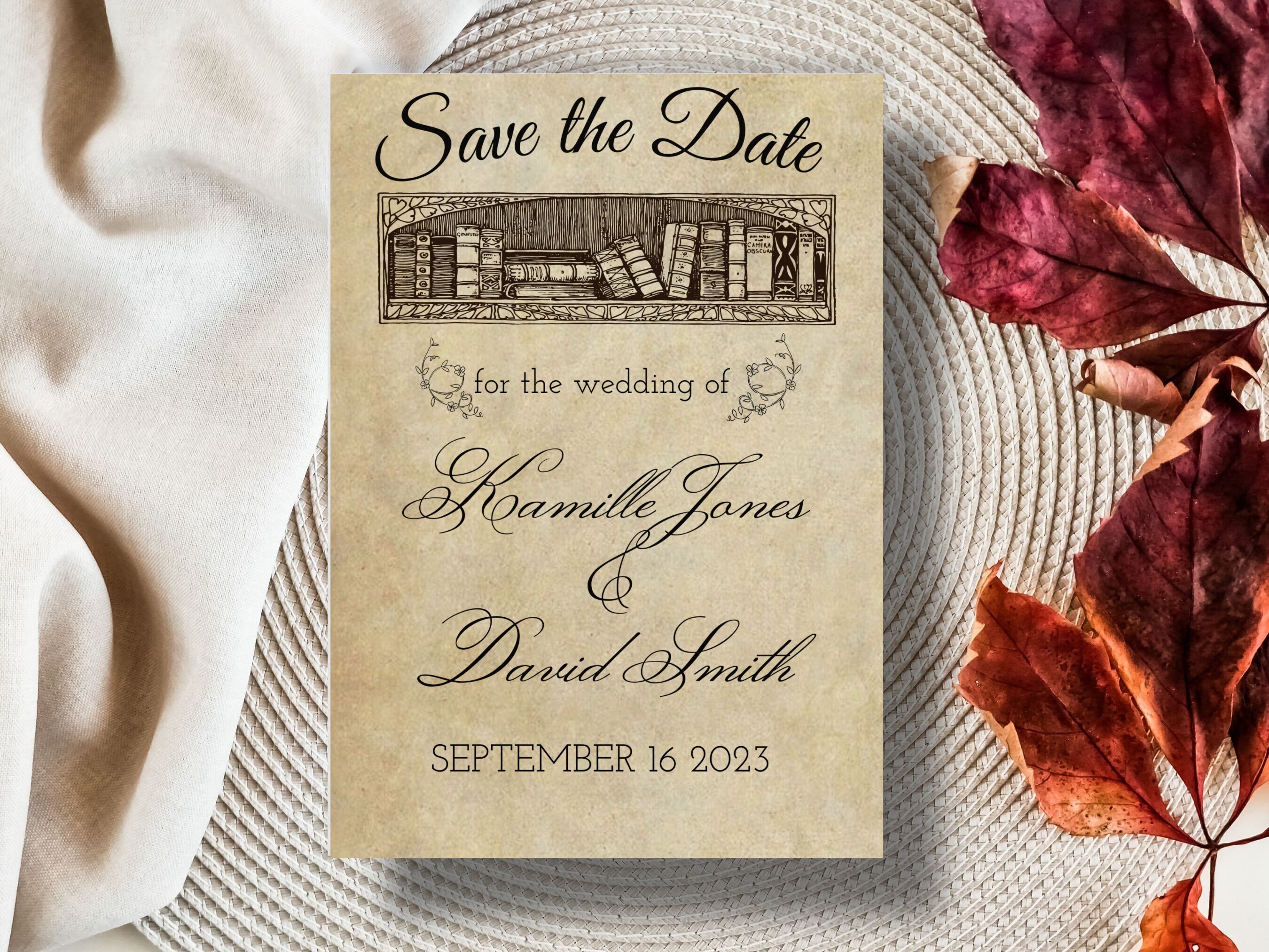 Book Themed Wedding Save the Date, Editable Save the Date, Downloadable ...