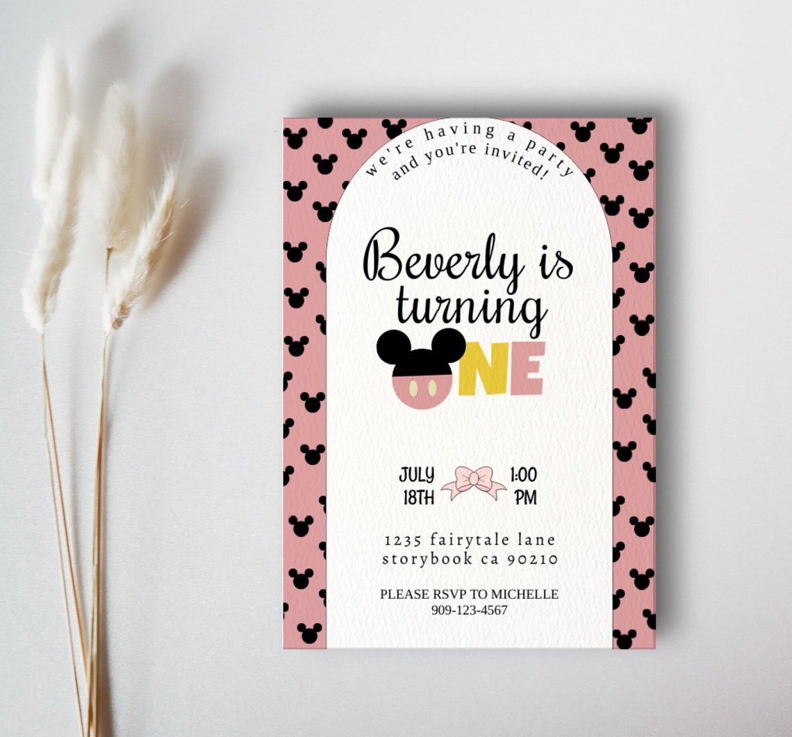 First Birthday Invitation, Minnie Mouse Birthday Invitation ...