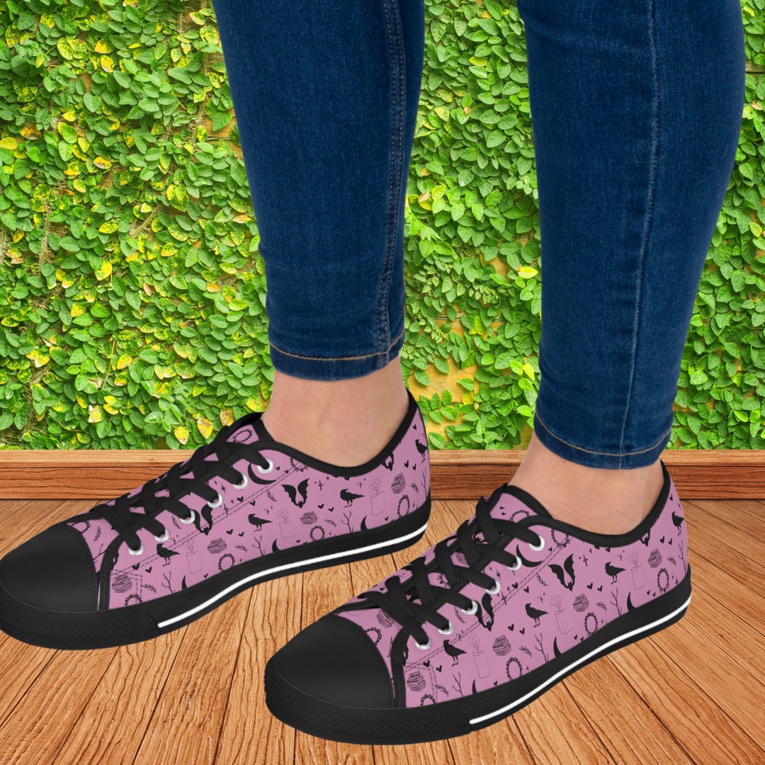 Spooky Sneakers, Pastel Goth Shoes, Witchy Low Tops, Bats and Ravens ...